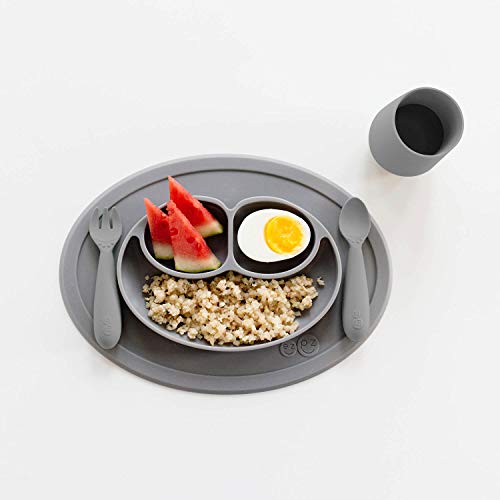 ez pz Mini Cup (Gray) - 100% Silicone Cup for Toddlers - Designed by a Pediatric Feeding Specialist - 12 Months+