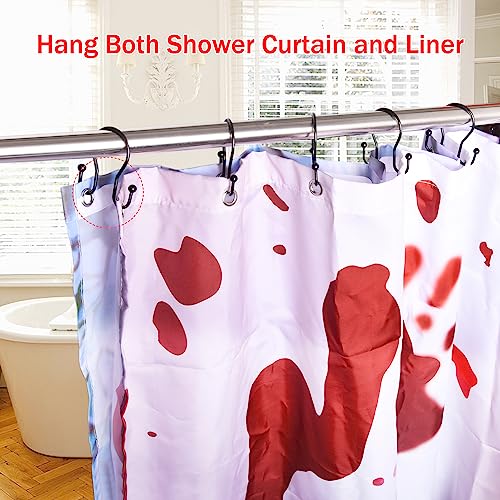 Double Shower Curtain Rings, Double Sided Shower Curtain Hooks Rust Proof for Shower Curtain, Durable Bathroom Shower Hangers Rings for Shower Rods Curtain Bathroom (Brushed Black)