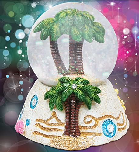 COTA Global Palm Tree Stone Snow Globe - Sparkly Water Globe Figurine with Sparkling Glitter, Collectible Novelty Ornament for Home Decor, for Birthdays, Christmas and Valentine's Day