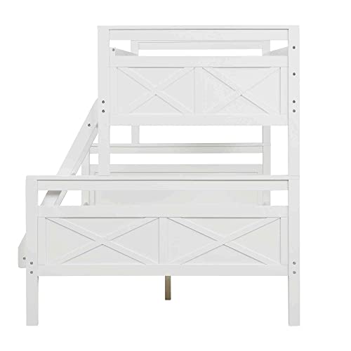 Cotoala Twin Over Full Solid Wood Bunk Bed with Ladder, Safety Guardrail, No Box Spring Need, Perfect for Bedroom Kids, Adults