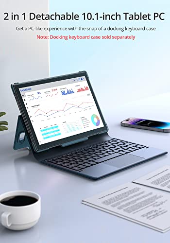 Dragon Touch Android 12 Tablets, 128GB ROM, 8GB RAM, Octa Core 2.0GHz, 10 inch IPS HD Display, 13MP Camera, 2.4Ghz & 5G WiFi, GPS - Compatible Docking Keyboard (Notepad 102 Newest)