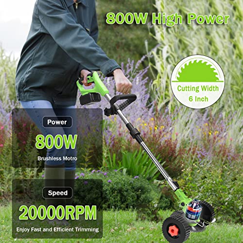 Cordless Electric Weed Wacker 36V Grass Trimmer,Weed Eater Cordless String Trimmer Battery-Powered,Electric Brush Cutter with 2 Battery and Charger