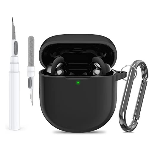 Case for Bose QuietComfort Earbuds II (2022),Bose Quietcomfort Earbuds ii Silicone Case Cover Cleaner Kit and Keychain Accessories(Black)