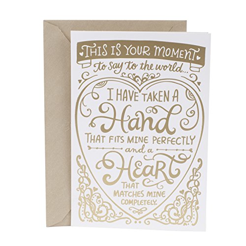 Hallmark Mahogany Wedding Card (Gold Heart), Gold Lettering (0299RZD2062)