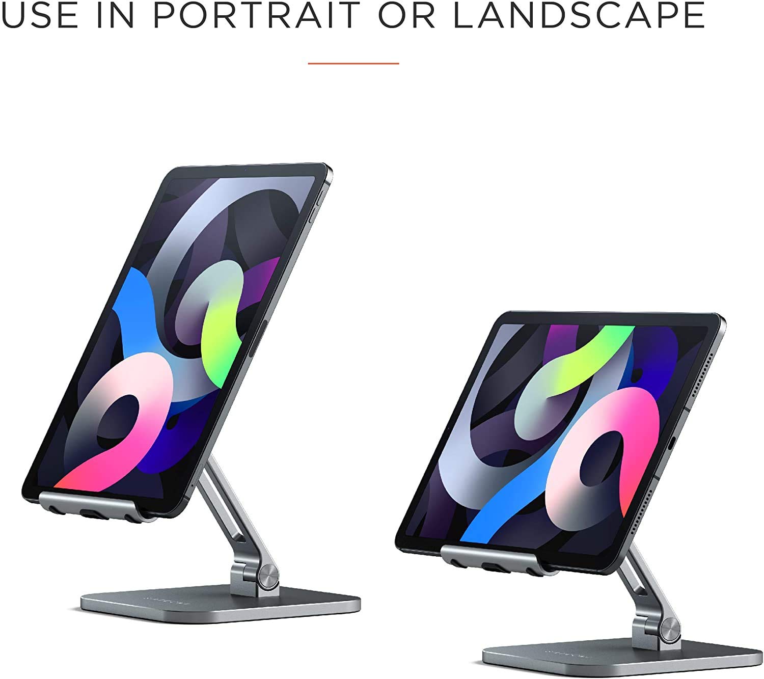 Satechi Aluminum Desktop Stand - Adjustable Tablet Mount with Protective Grips - Compatible with All iPad and Tablet Models, iPad Pro M2/ M1, iPad Air M1, iPad Mini, iPhone 16/15/14/13/12 and More