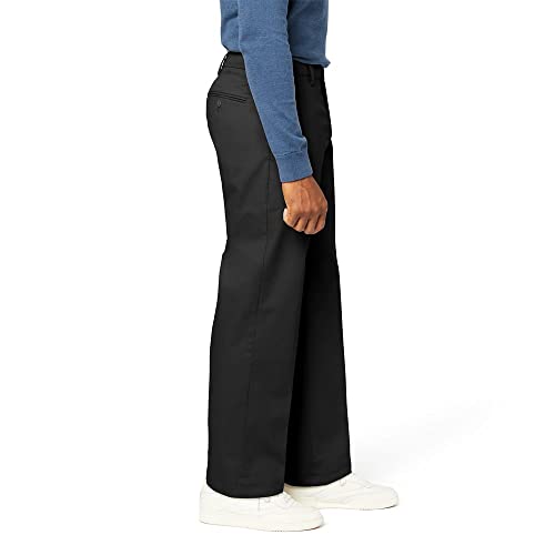 Dockers Men's Relaxed Fit Signature Khaki Lux Cotton Stretch Pants, Black, 44W x 30L