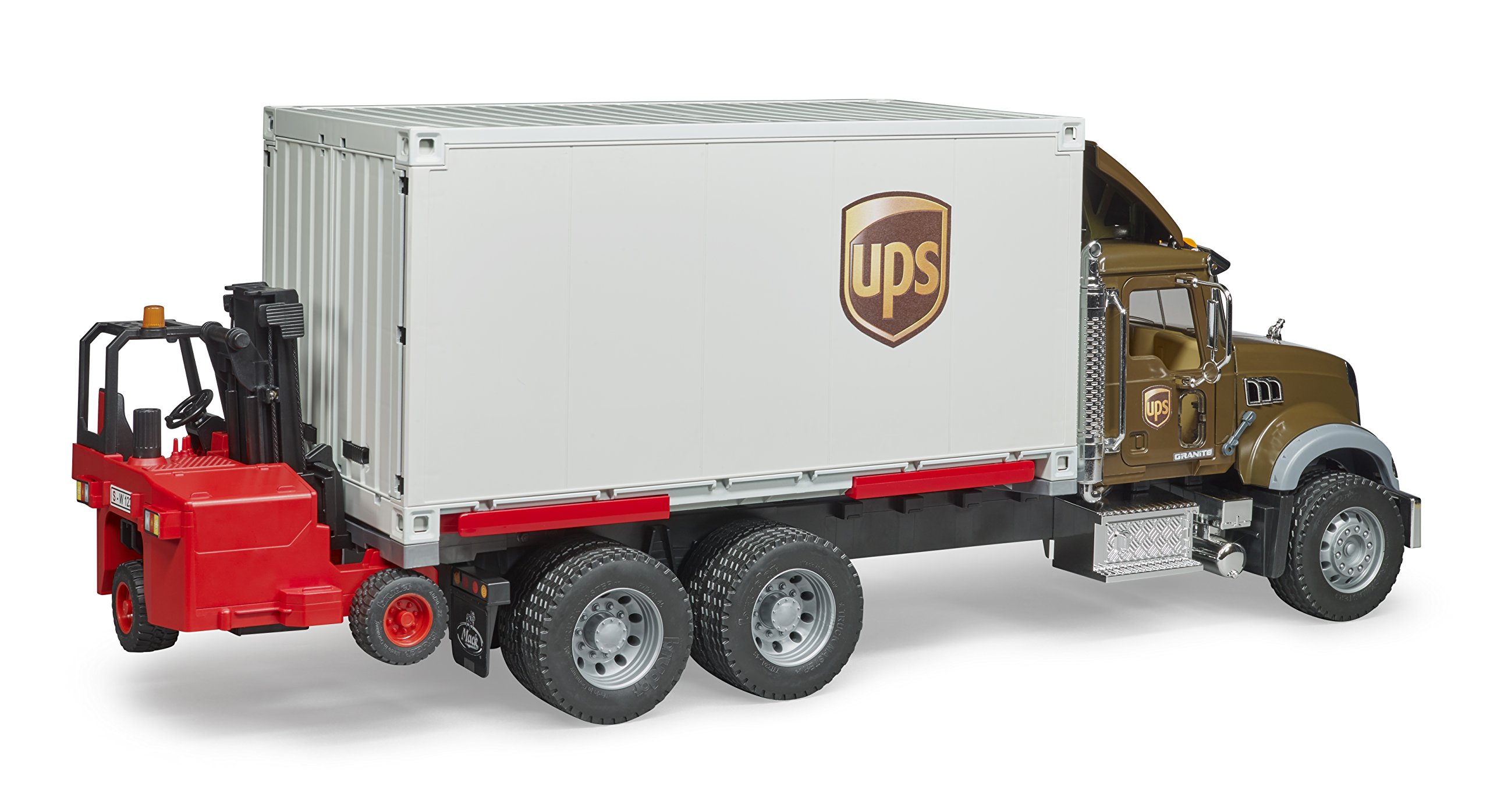 Bruder 02828 Mack Granite Ups Logistics Truck with Forklift Vehicles - Toys