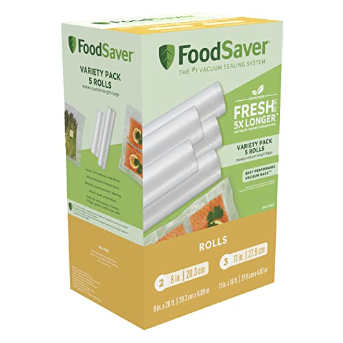 FoodSaver V4400 2-in-1 Vacuum Sealer Machine, Black and Silver & 2116382 Preserve & Marinate Vacuum, Clear (Count-2) & Vacuum Sealer Bags, 8" (2 Pack) and 11" (3 Pack) Multipack