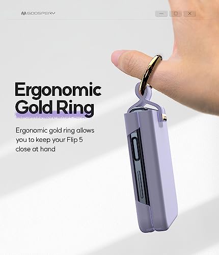 GOOSPERY Goosepry Ring Holder Case Compatible with Galaxy Z Flip 5 Case, Slim Thin Solid Pastel Sturdy Hard PC for Extra Protection Case for Z Filp5 5G 2023, Lilac Purple