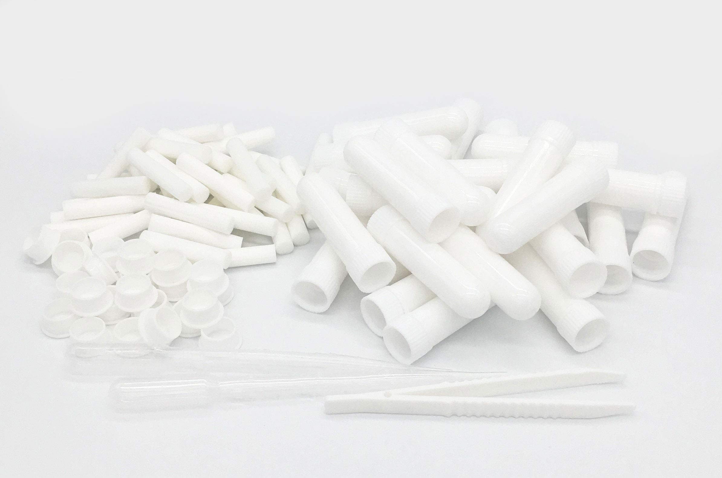 zison Essential Oil Aromatherapy Blank Nasal Inhaler Tubes (Including 24 Complete Sticks + Including 12 Extra Stick +2 Polyethylene Pipette Droppers +1Plastic Tweezers)