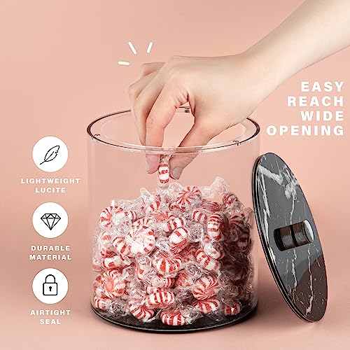 Gold Valley Lucite Cookie Jar | Magnetic Closure Cookie Jar Lids | Clear Cookie Jar With No Skid Bottom | Versatile Acrylic Cookie Jars With Airtight Lid | Decorative Cookie Jar for Kitchen Counter (White) (Black)