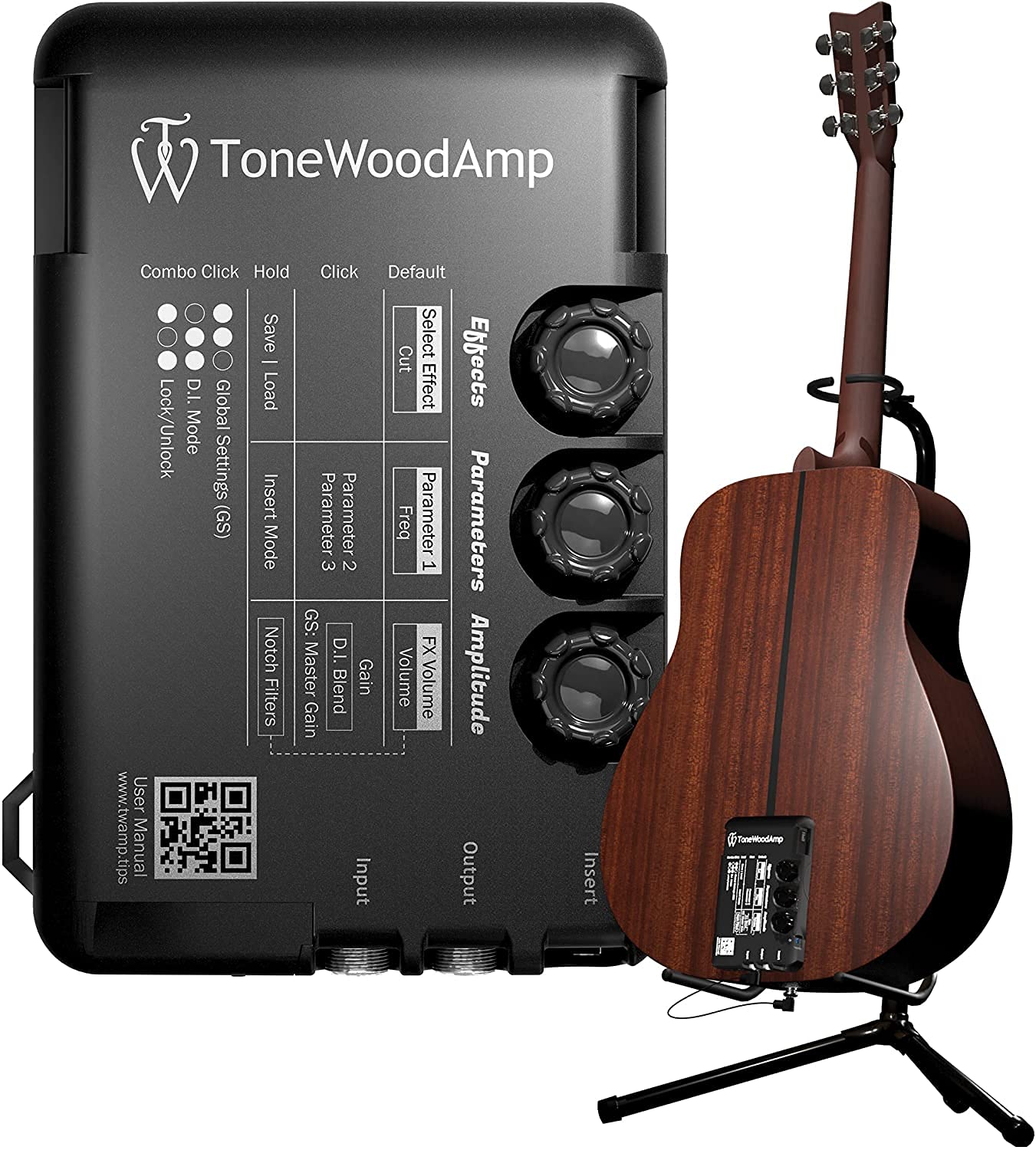 Acoustic Effects- No Amp Required! ToneWoodAmp SOLO + Pickup Bundle for non-electric acoustic guitars (Includes a pickup) (Right Handed, Nylon String)
