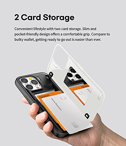 GOOSPERY Magnetic Door Bumper Compatible with iPhone 13 Pro Case, Card Holder Wallet Case, Easy Magnet Auto Closing Protective Dual Layer Sturdy Phone Back Cover - White