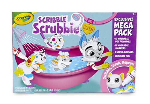 Crayola Scribble Scrubbie Pets Mega Pack (12 Pets), Reusable Pet Care Toy, Dog & Cat Toys for Kids, Holiday Gift for Girls & Boys, 3+