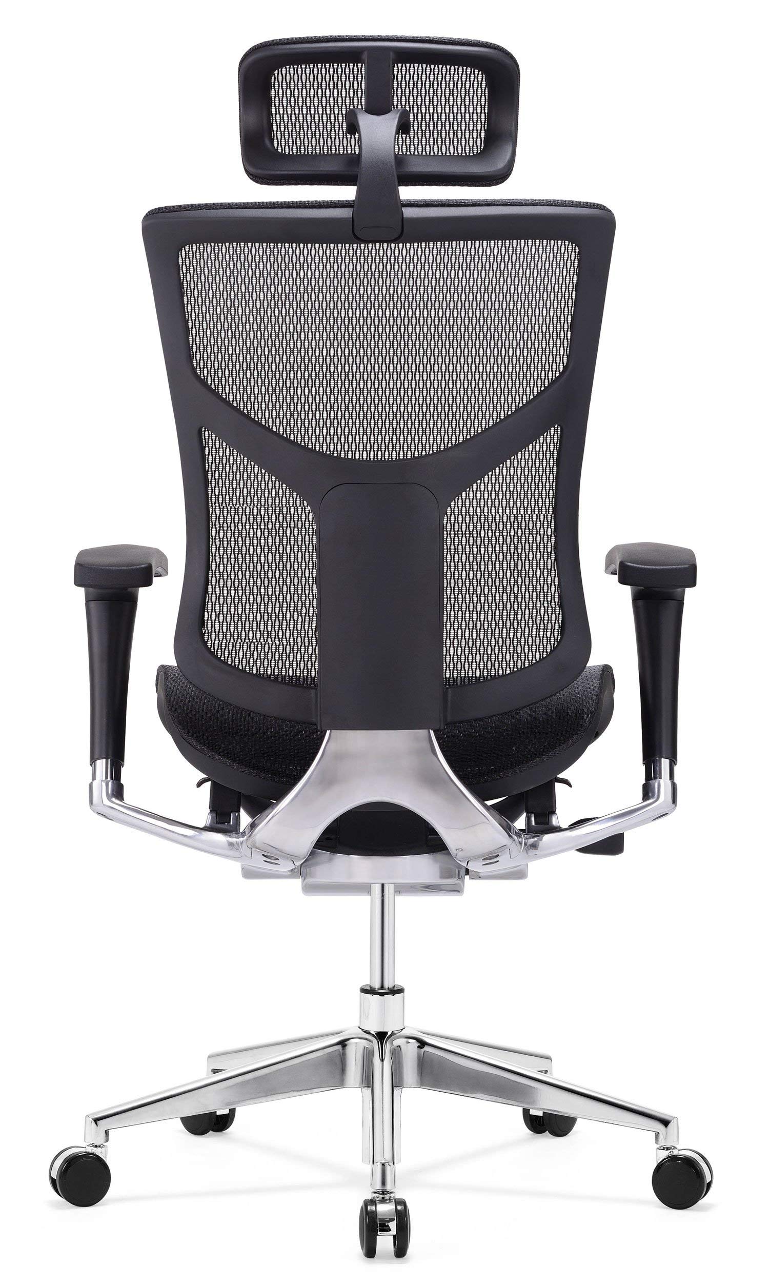 GM Seating Dreem XL Ergonomic Mesh Executive Hi Back, Swivel Chair, Chrome Base with Headrest, Black, Seat Slide, Passive Lumbar Support