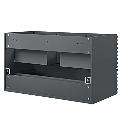 Modway Render 35" MDF Wood Wall-Mount Bathroom Vanity Cabinet in Gray