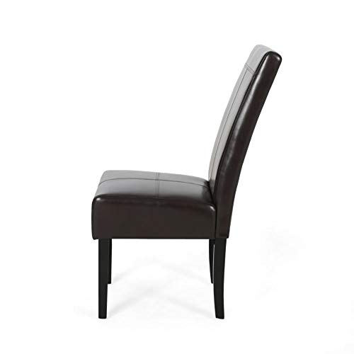 Christopher Knight Home Emilia Chocolate Brown Leather Dining Chairs (Set of 2)