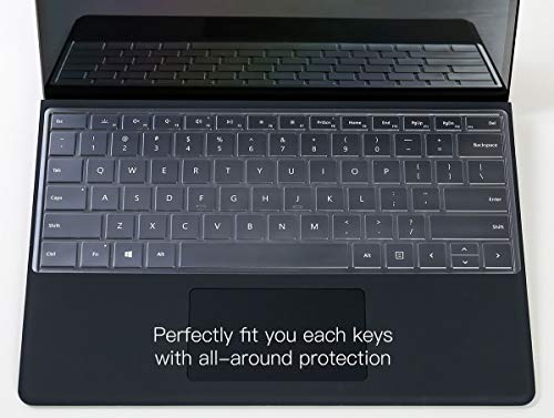 CaseBuy Ultra Thin TPU Keyboard Cover for 2022 2021 Microsoft Surface Pro 9 8 13 inch i5 i7 Touchscreen & Surface Pro X 13" 2020 2019 Protector Accessories, Clear