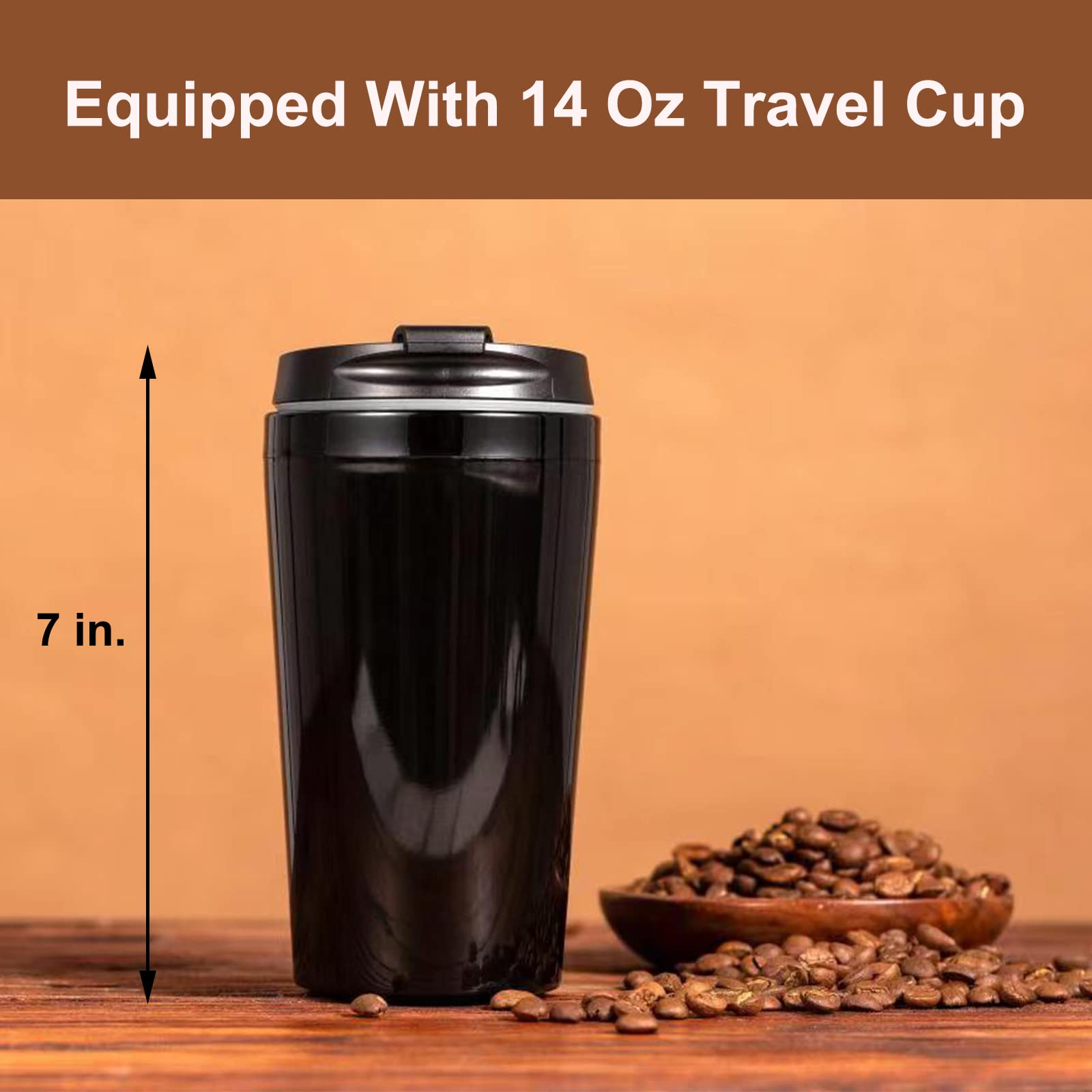 Aiosa Single Serve K Cup Coffee Maker And Ground Coffee Machine 2 in 1, 8 to 14 Oz Brew Sizes, Mini Personal One Cup Coffee Maker, Fits 7in.Travel Mug,Auto Shut Off,800W,Reusable Filter, CM-208RM1