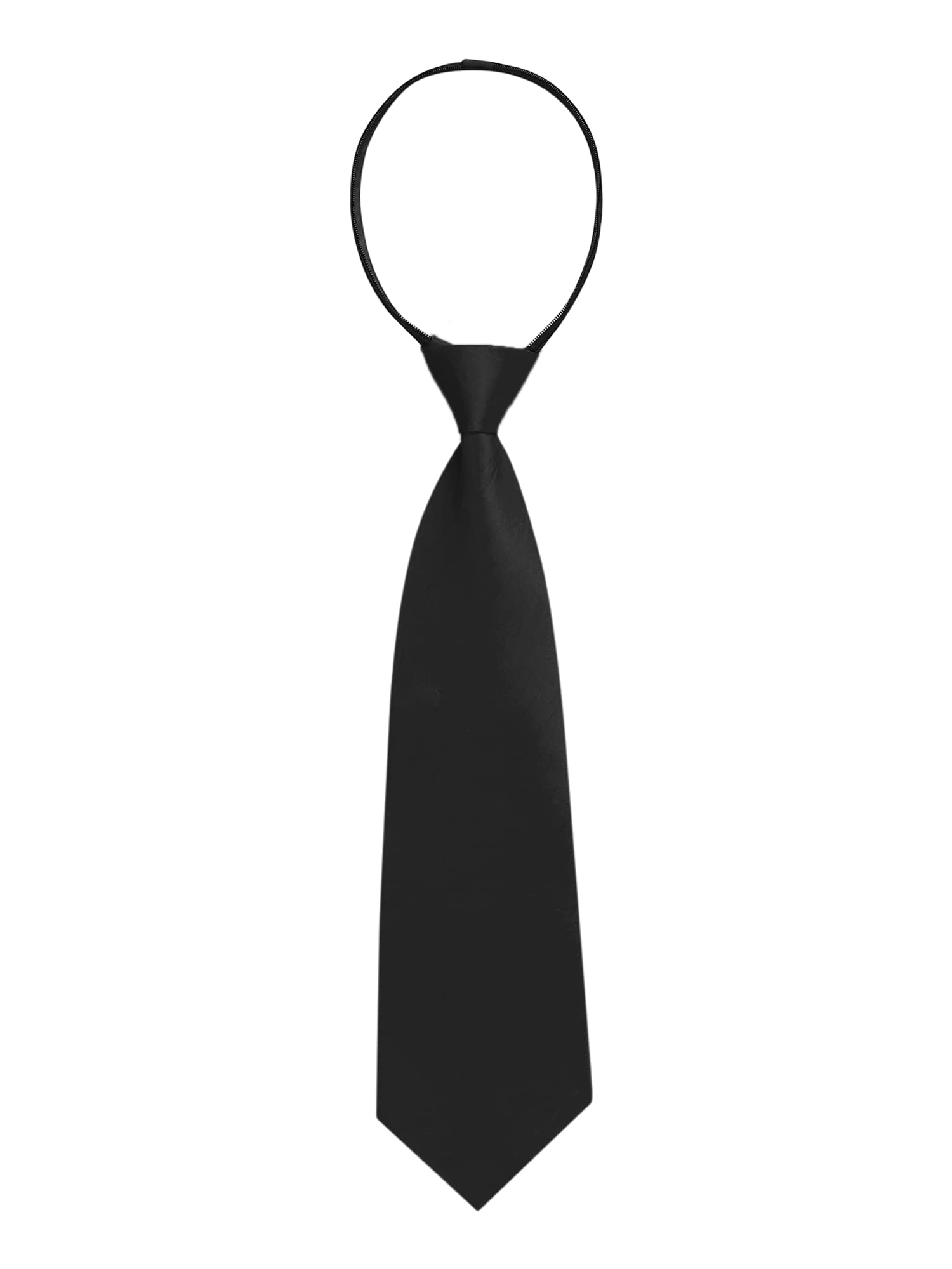 Allegra K Men's Pre-Tied Zipper Tie Solid Color Formal Casual Adjustable 8cm Wide Tie 35 cm/13.8" Black