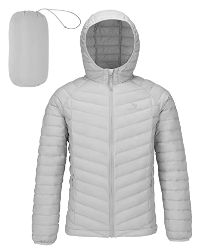 CAMELSPORTS Men's Winter Hooded Down Jacket with Thermal Heat Reflective Lining Lightweight Packable For Hiking