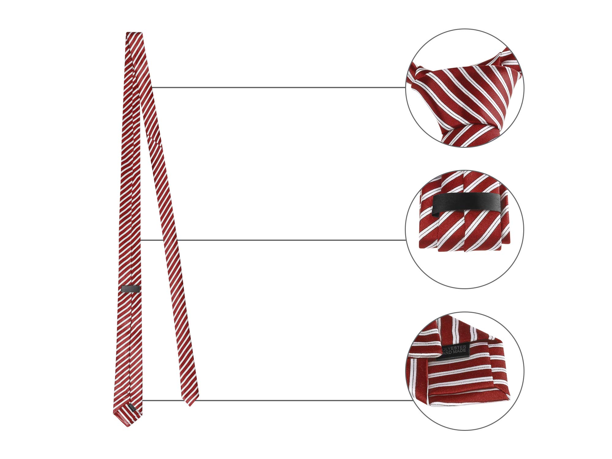 Allegra K Men's Stripe Classic Self-Tied Necktie Skinny Tie Slim Ties for Business Casual One Size Red