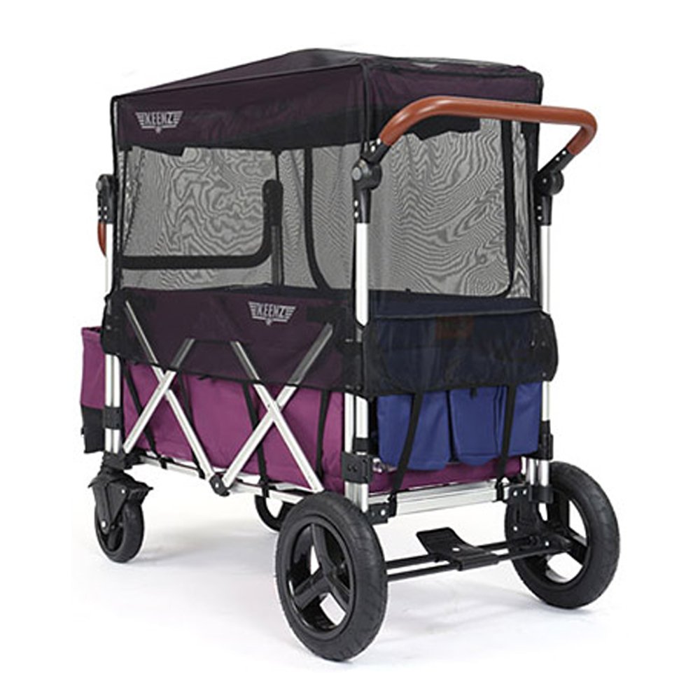 Keenz Folding Collapsible Mosquito Netting Sun Shade Protection Cover Accessory with Zippered Opening for the 7S Kids Toddler Wagon, Black (Net Only)