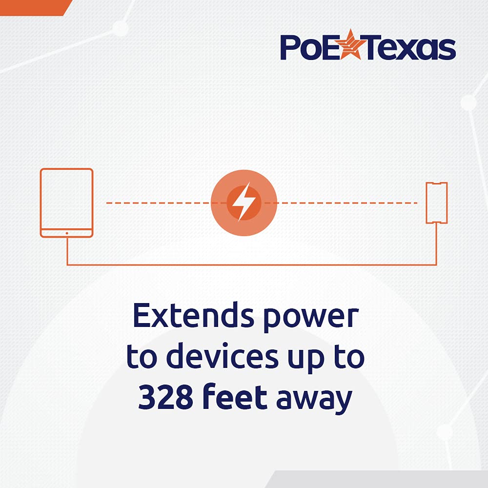 PoE Texas PoE Power and Ethernet Adapter for Apple Tablets and Phones for POS, Digital Signage, & More - 802.3af POE to 5 Volt Splitter - Extends Charging & Data Delivery Up to 328 Feet