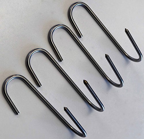RiversEdge Products Stainless Meat Hooks, Smoker Hook, 5" Right Angle, 4 Pack