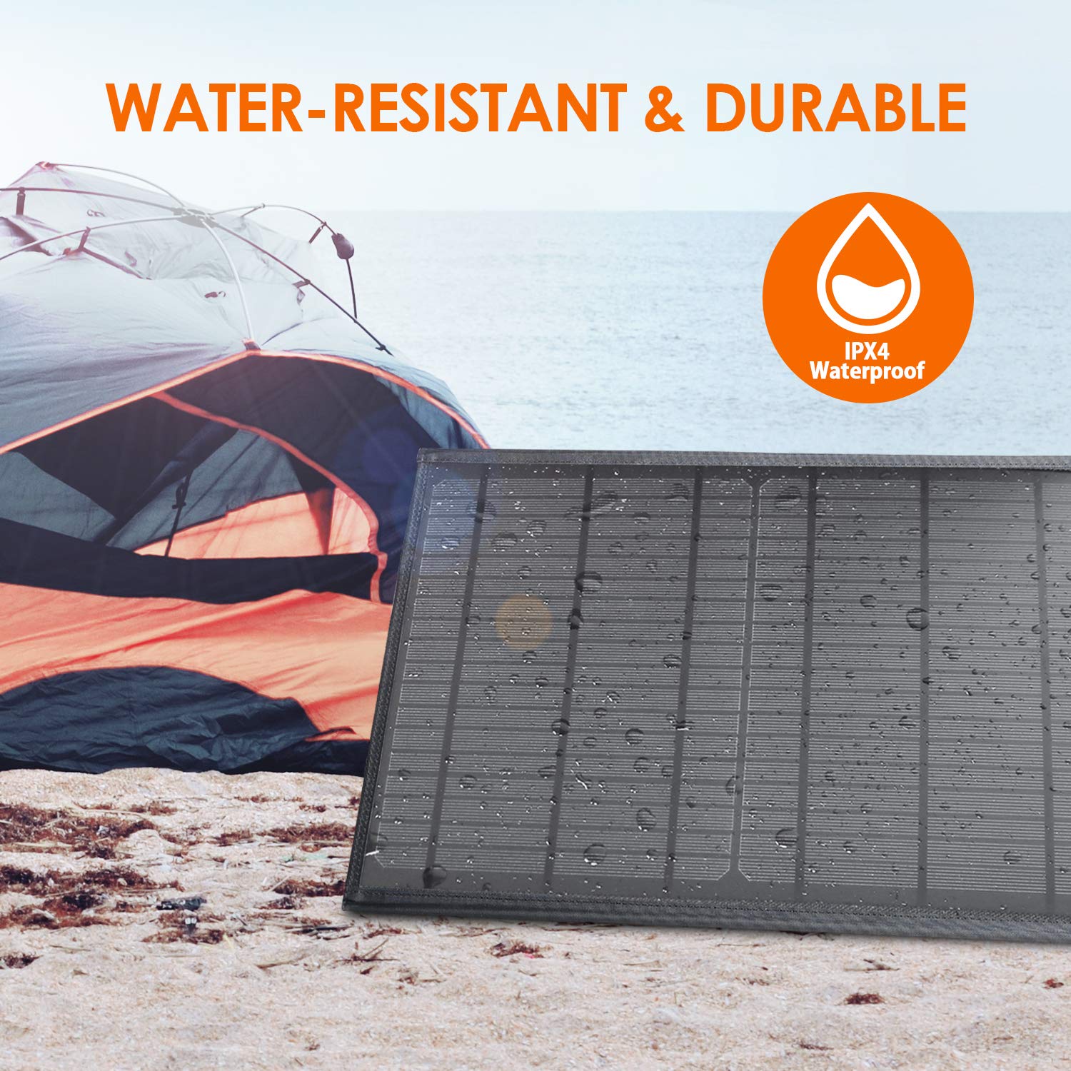 AIPER Foldable Solar Panel 100W with Voltmeter for RV Camping, Portable Solar Panel with 18V DC Output & USB Ports Zipper Pouch Kickstands Parallel Cable for Jackery/Rockpals/Other Power Station