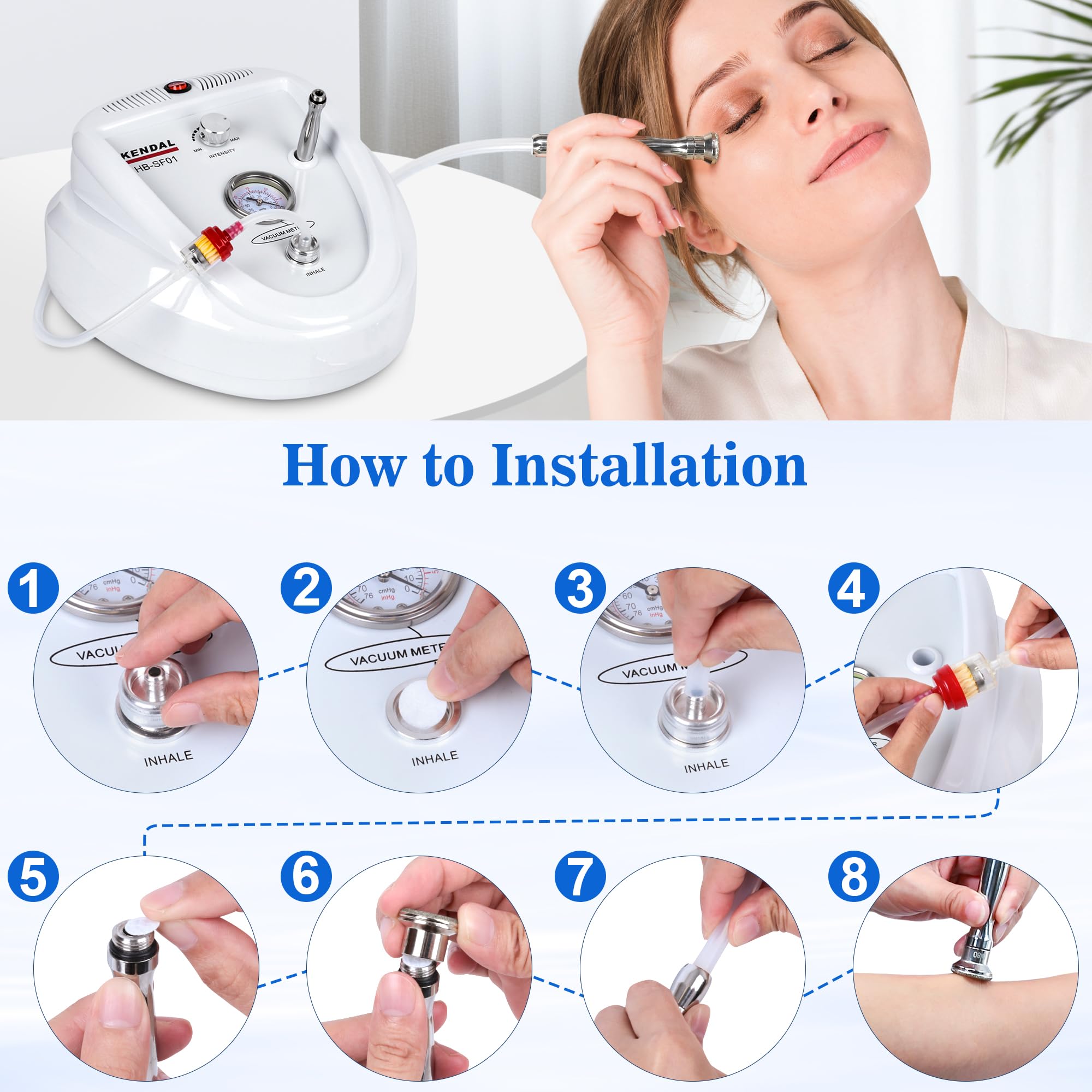 Kendal Professional Diamond Microdermabrasion Machine, Dermabrasion Facial Skin Care Equipment, Also Good for Home Use AC 110V HB-SF01
