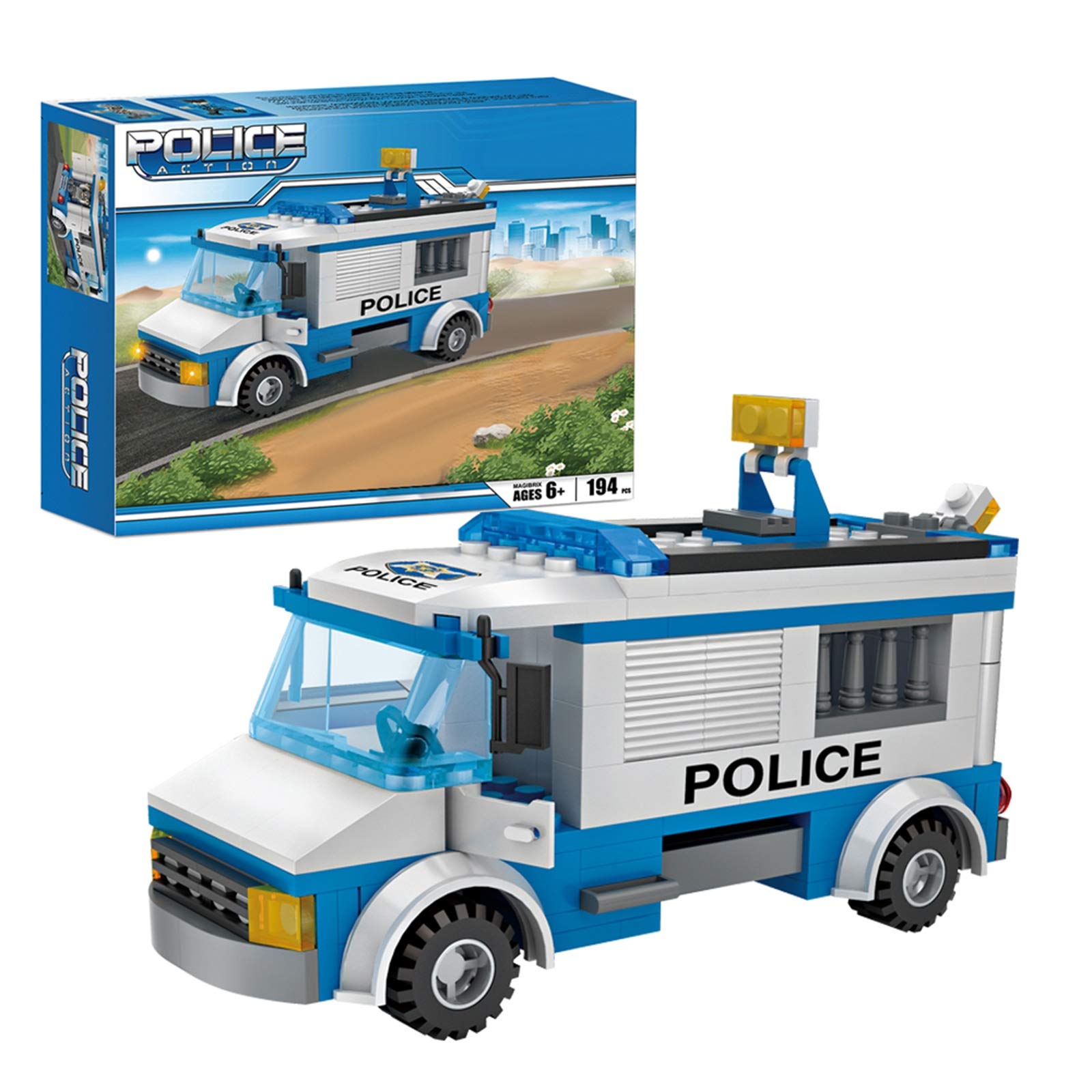 COGO MAN City Police Car Building Sets 194 Pieces Police Patrol Car Toys Cop Car Prisoner Transporter Building Kit for Boys and Girls Age 6 and up