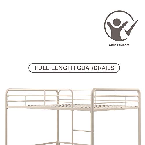 DHP Full Metal Loft Bed with Ladder Space-Saving Design, White