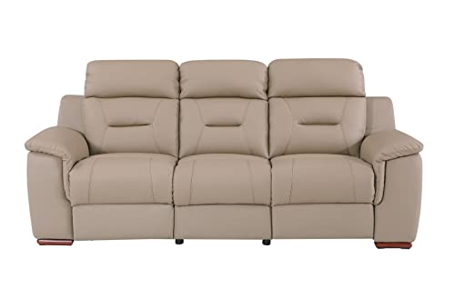 Blackjack Furniture Walker Leather Match Upholstered Reclining Living Room Sofa, Beige
