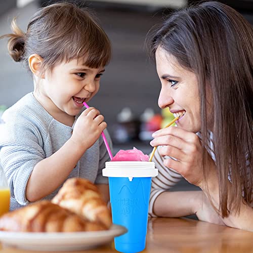 cdbz Slushy Cup Slushie Cups,Slushie Machine Slushy Maker Cup,Slushie Cup Maker Squeeze Slushy Machines,Frozen Magic Slushy Cup 2 Pack, Ice Cream Maker Cool Stuff for Juices and Drinks(Blue+Green)