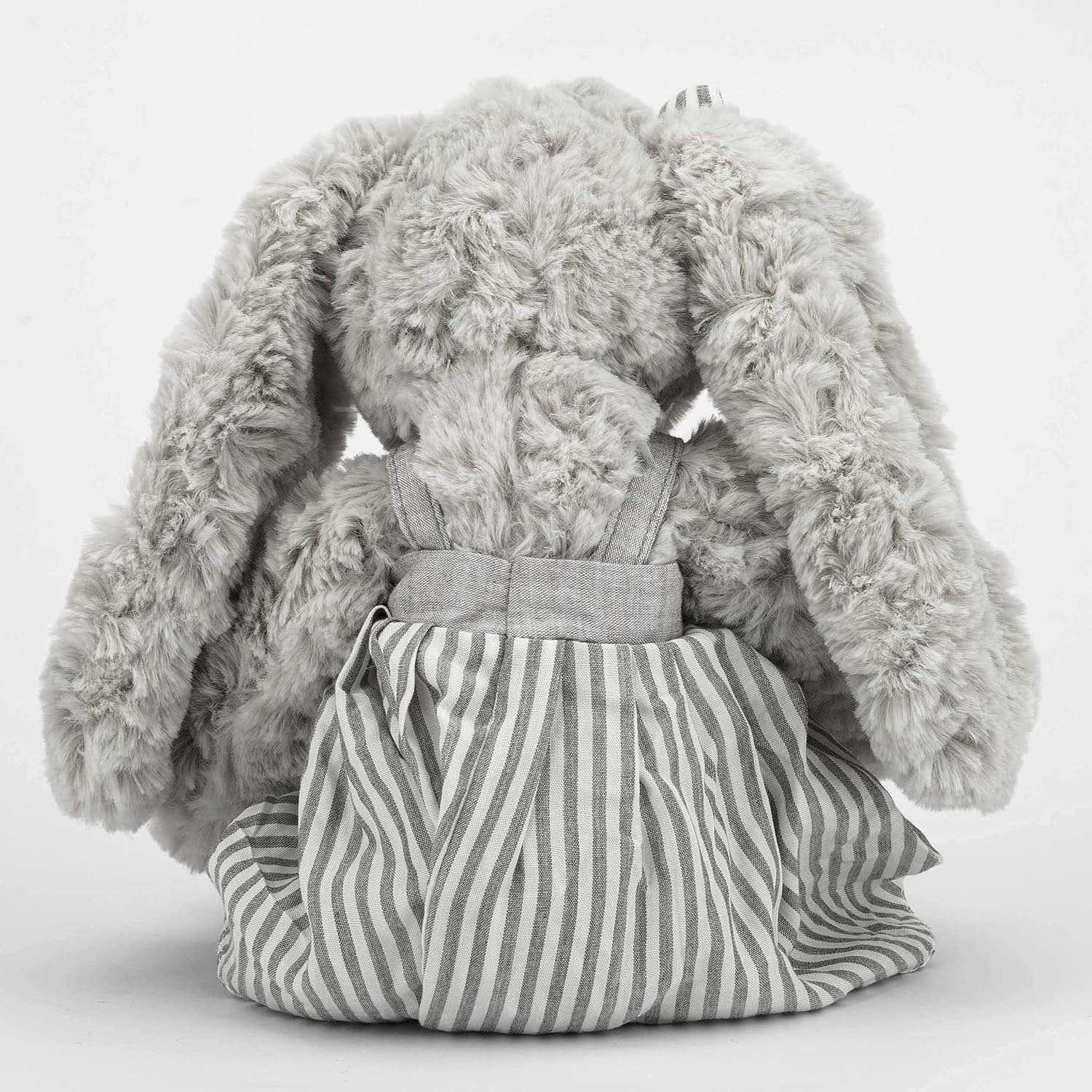 Easter Bunny Stuffed Animal, 12" Grey Plush Rabbit for Girls