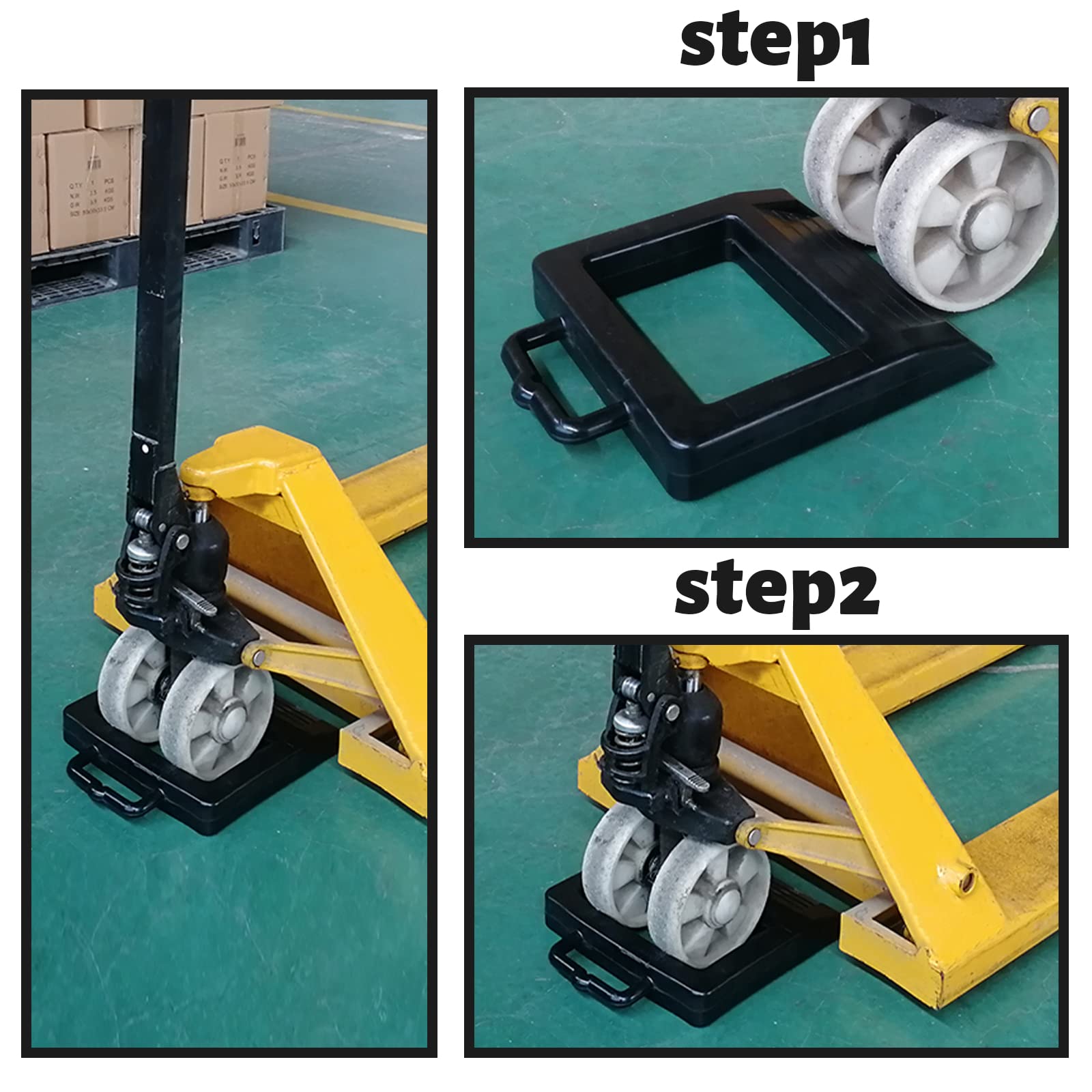 ROBLOCK Rubber Pallet Jack Chock Heavy Duty Wheel Chock, Pallet Jack Stopper for Truck 14.2" Length x 11.2" Width x 2" Height (1 Pack, Black)