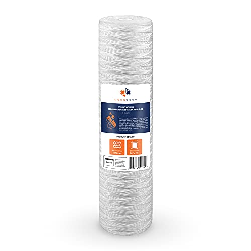 Aquaboon 1 Micron 20" x 4.5" String Wound Sediment Water Filter Cartridge | Whole House Sediment Filtration | Compatible with PC40-20, WP1BB20P, 355222-45, WPP-45200-01, WPP-45200-01, 84650, 2-Pack