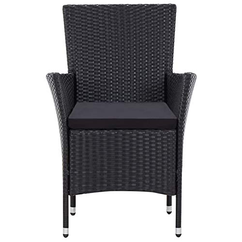 Camerina 9 Piece Patio Dining Set Outdoor Dining Table Set Patio Table and Chairs Set Outdoor Patio Dining Set Poly Rattan Black 45976