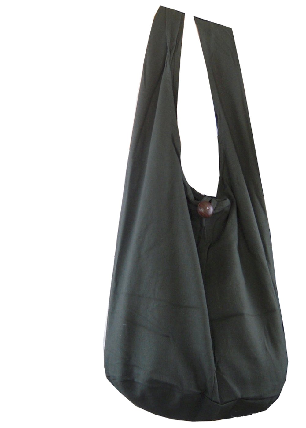 BTP! Thai Monk Buddha Cotton Sling Crossbody Messenger Bag Purse Hippie Hobo Solid Large (Grey XL6)