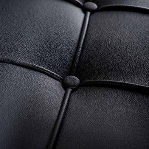 Christopher Knight Home Milania Modern Button Tufted Leather Dining Chairs, 2-Pcs Set, Black / Silver