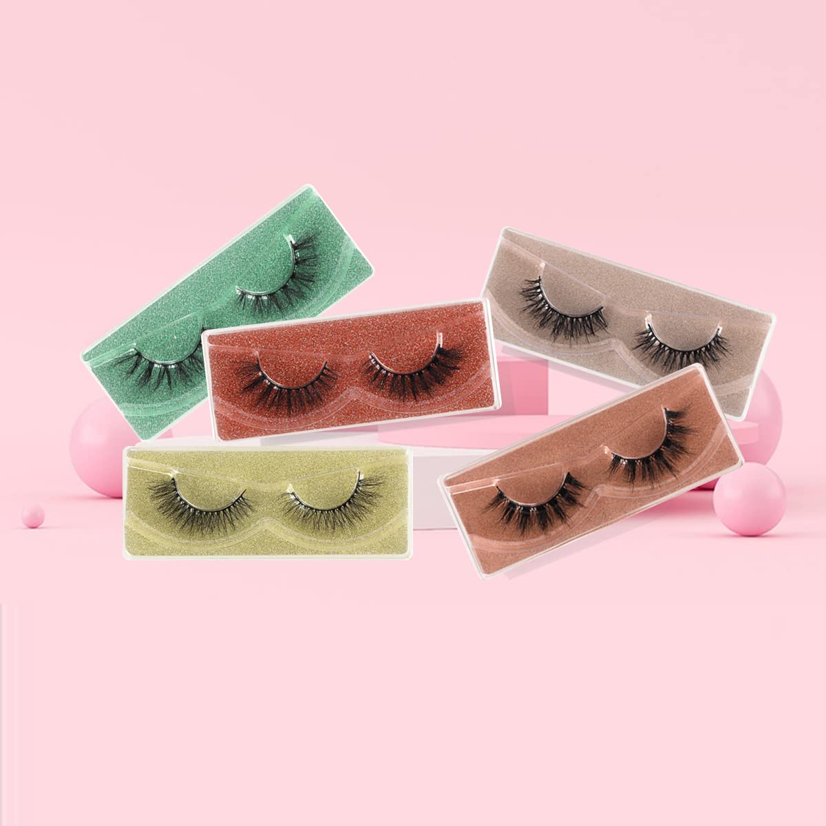 APCYUST Lashes Bulk 30 Pair Wholesale Short Natural Lash Fluffy Mink Eyelashes 15mm Faux Mink False Lash 16mm Cat Eye Fake Eyelash Soft 14mm Wispy Strip Eye Lashes with Individual Portable Lash Pack