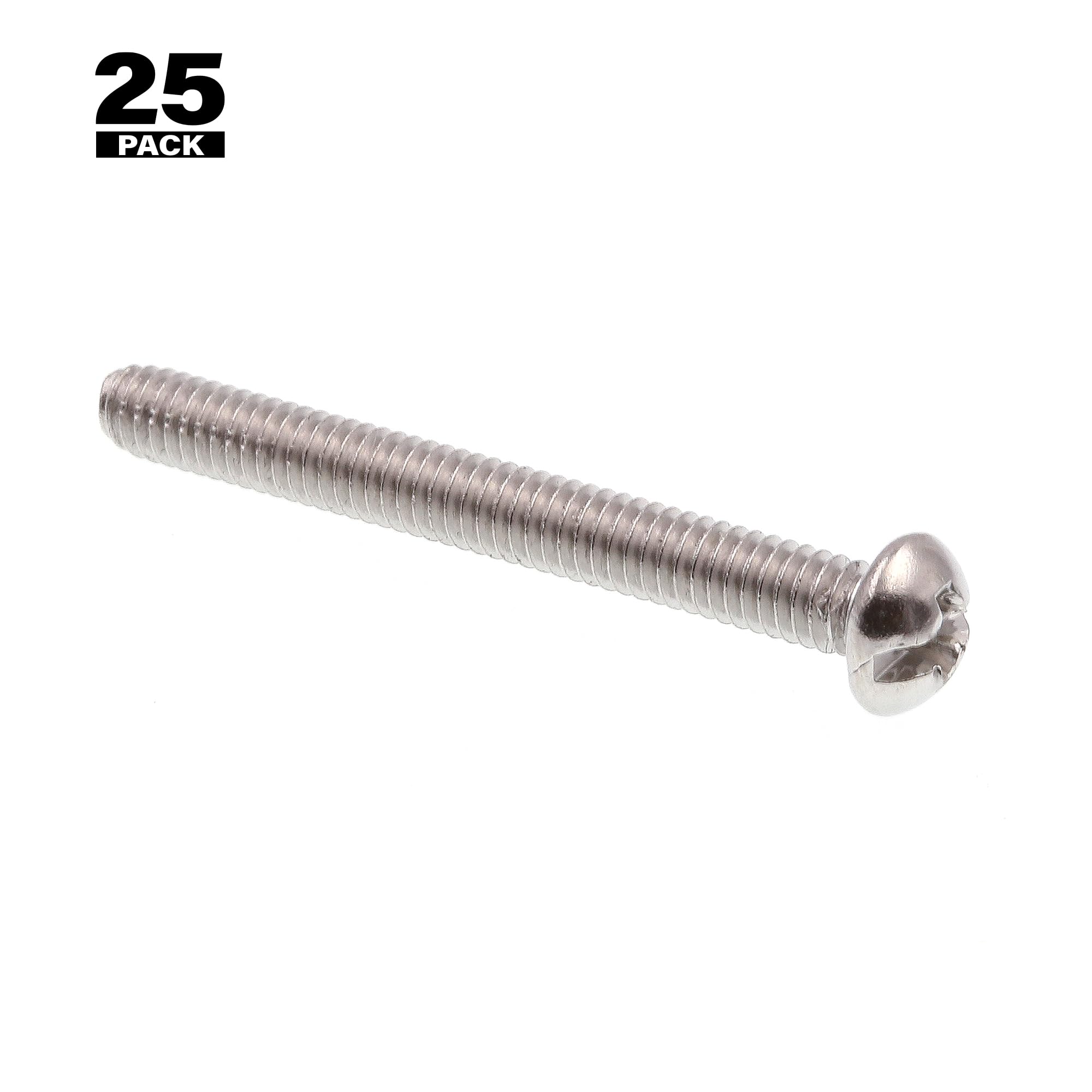 Prime-Line 9003797 Machine Screw, Round Head, Slotted/Phillips Combo, #8-32 X 1-1/2 in, Grade 18-8 Stainless Steel, Pack of 25