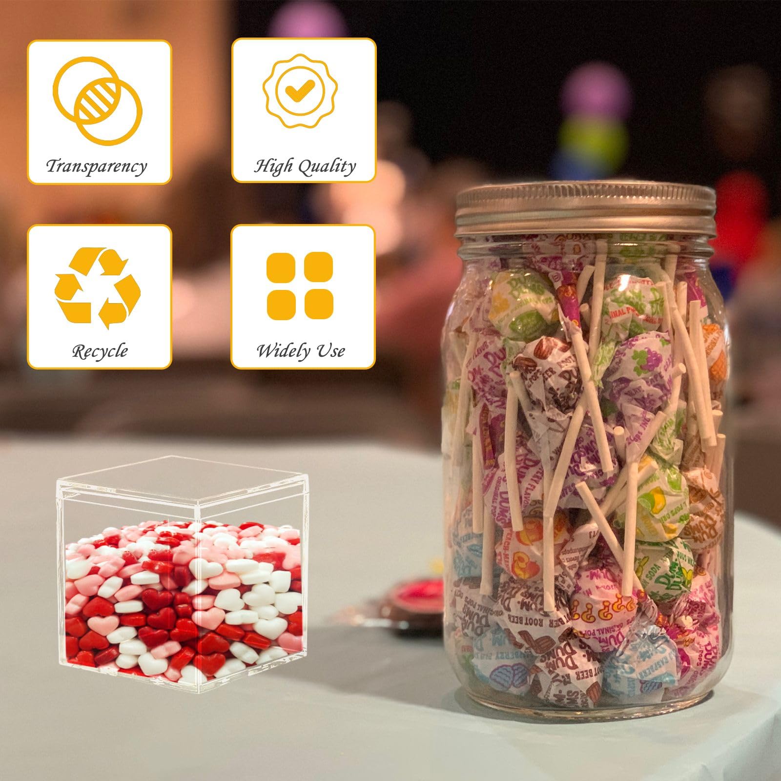 SHERY Clear Acrylic Box Small Plastic Storage Box with Lid Mini Display Cube Square Containers for Candy Jewelry and Thin Things