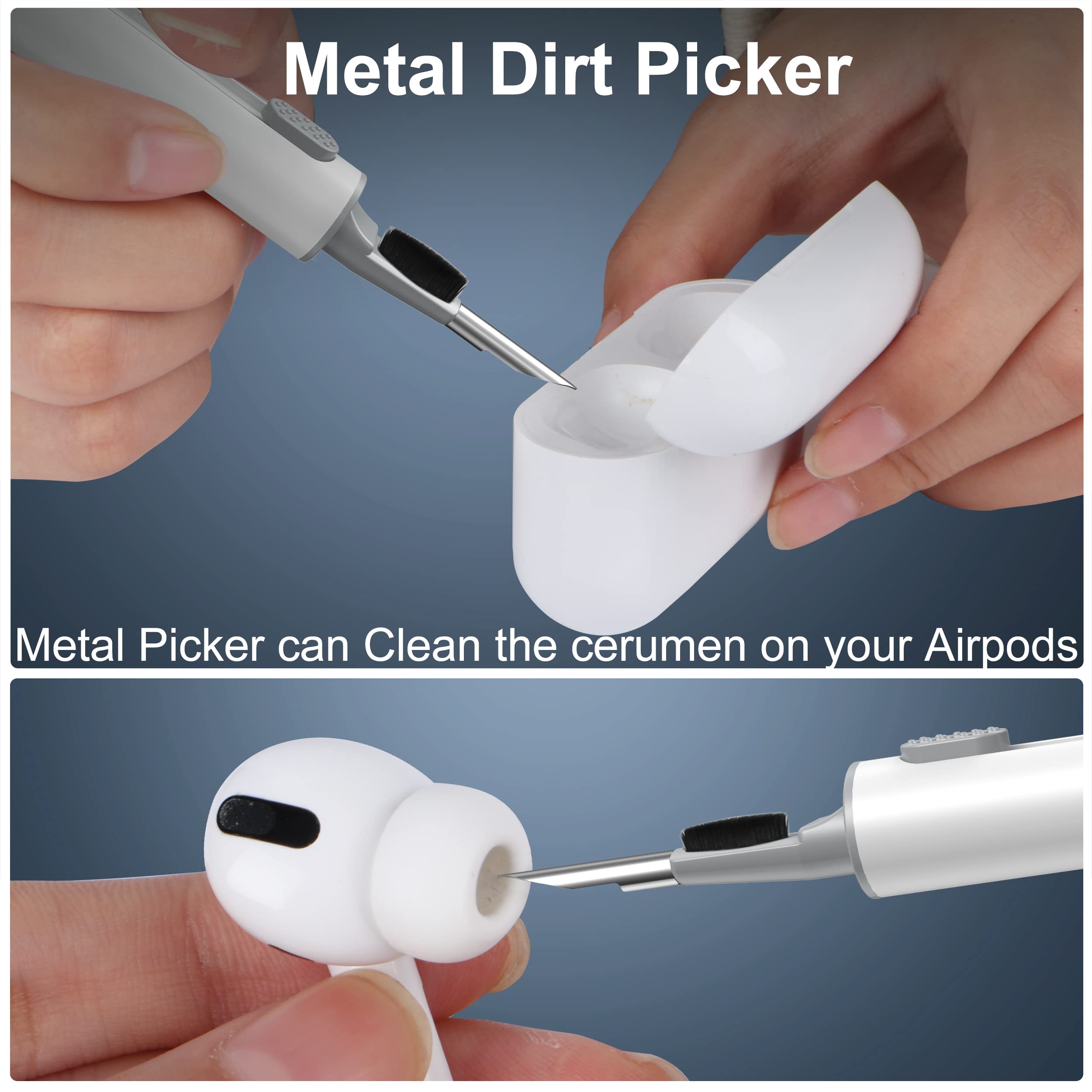 Bekala AirPods iPhone Cleaning Kit Tool,3 in 1 Bluetooth Headphone Cleaning Pen, Cleaner Pen Tool for Phone Speaker Earbuds/Airpods Pro/Samsung Earbuds Case with Flocking Sponge, Soft Brush