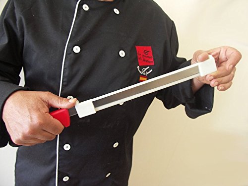 Ham Carving Knife with Anti-accident Protection 12-Inch - Flexible Stainless Steal Ham Slicing Knife for Slicing Serrano, Ibérico Ham & Italian Prosciutto