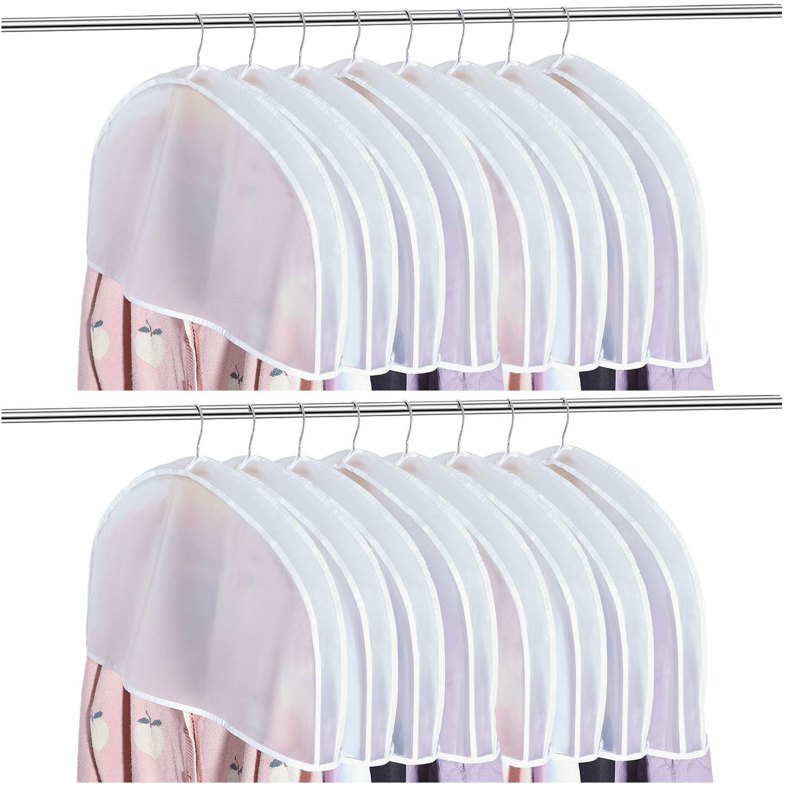 Patelai 24 Pieces Dust Covers for Hanging Clothes 24 x 12 x 2 Inches Shoulder Covers for Hanging Clothes for Closet Storage Suit, Coats, Jackets, Dress Closet Storage