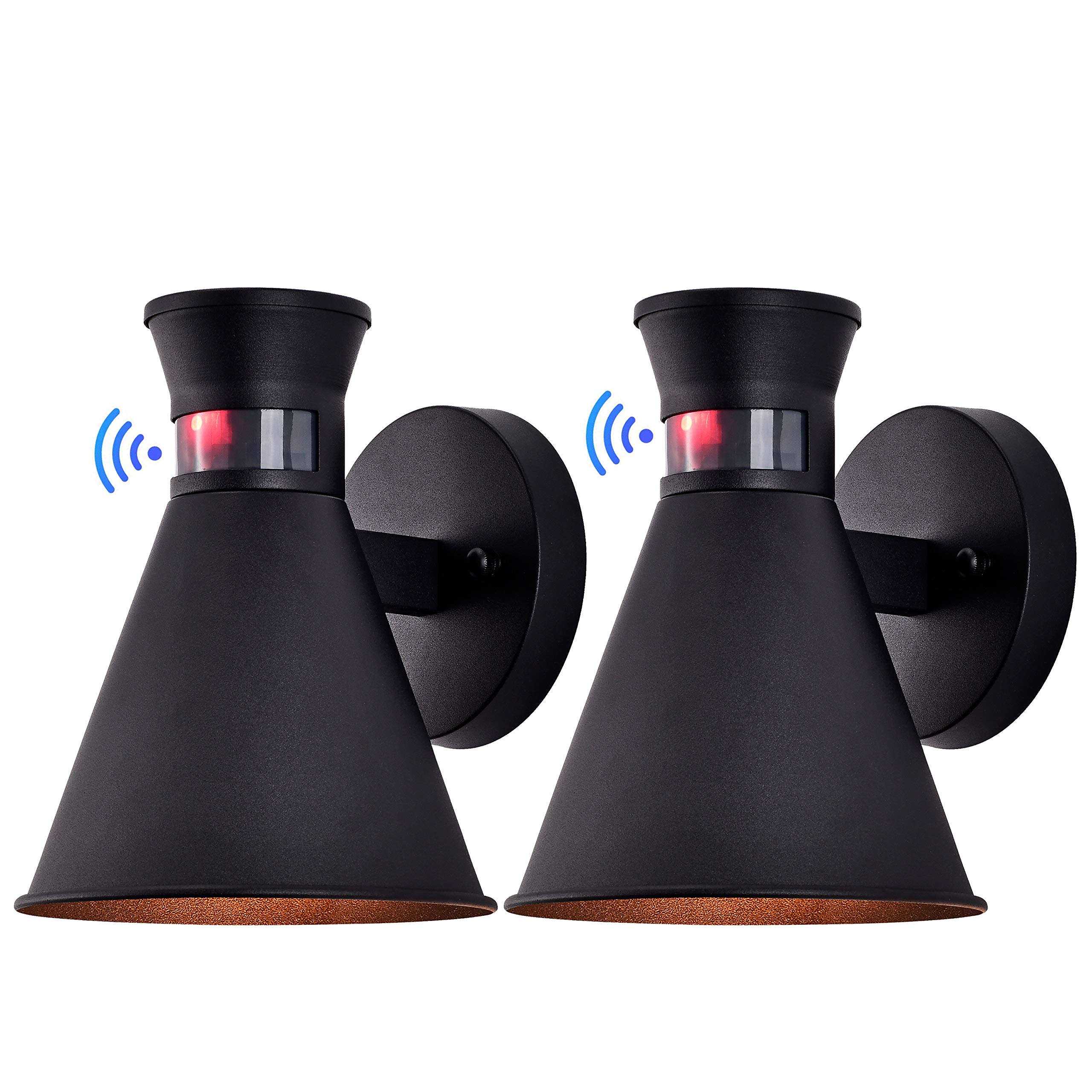 c cattleya Dusk to Dawn Outdoor Lighting Wall Sconce Motion Sensor Outdoor Lights Matte Black Exterior Patio Porch Light for Front Porch/Deck/Patio/Garden/Balcony (2-Pack)