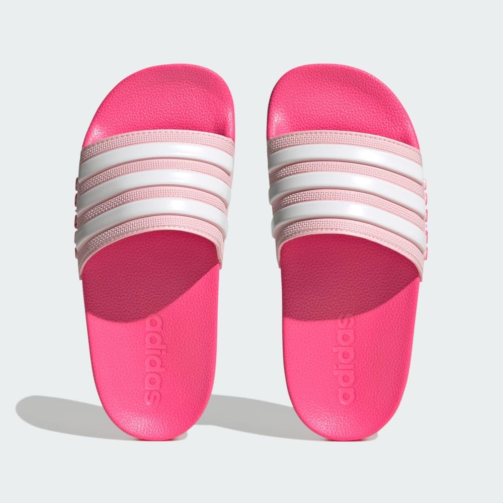 adidas Adilette Shower Slide Sandal, Clear Pink/White/Lucid Pink, 2 US Unisex Little Kid