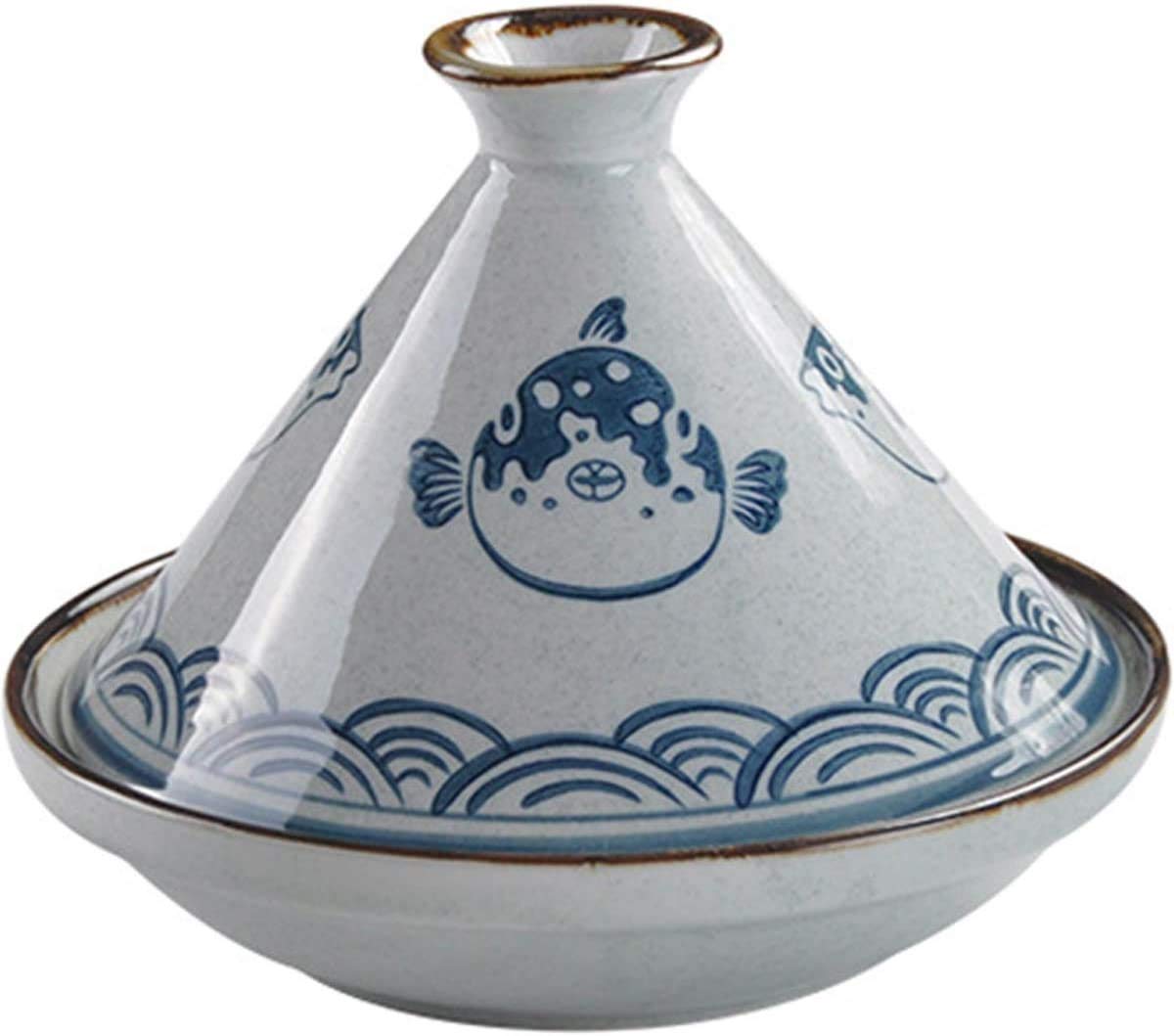 Ceramic Tagine Pot 20.3cm Tagine Pot|Ceramic Casserole Without Lead Cooking Healthy Food|for Different Cooking Styles and Temperature Settings (Color : E)